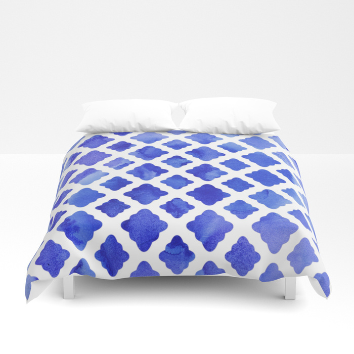 watercolor-diamonds-in-cobalt-blue-duvet-covers | DOTSLEVEL®