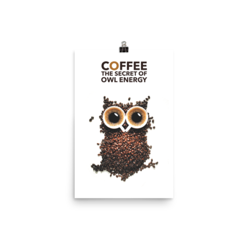 Coffee The Secret Of Owl Energy | Poster | DOTSLEVEL®